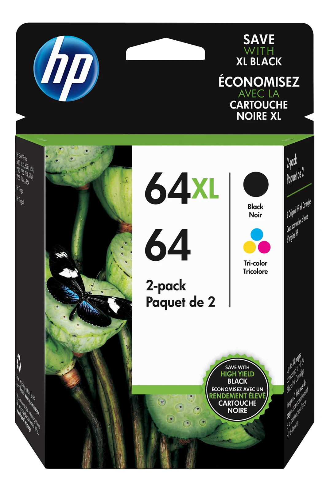 Genuine HP 64XL /HP64 High Yield BLACK Or Tri-Color Ink Cartridges ...