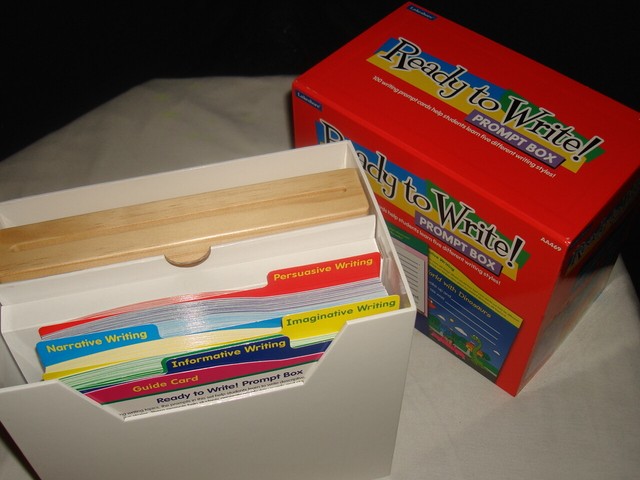 Lakeshore Ready to Write Prompt Box Ages 6 100 Prompt Cards Wooden ...