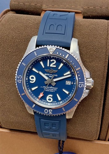 BREITLING 22mm BLUE RUBBER WATCH BAND TWO PIECE STRAP SWISS AVENGER PRO ...