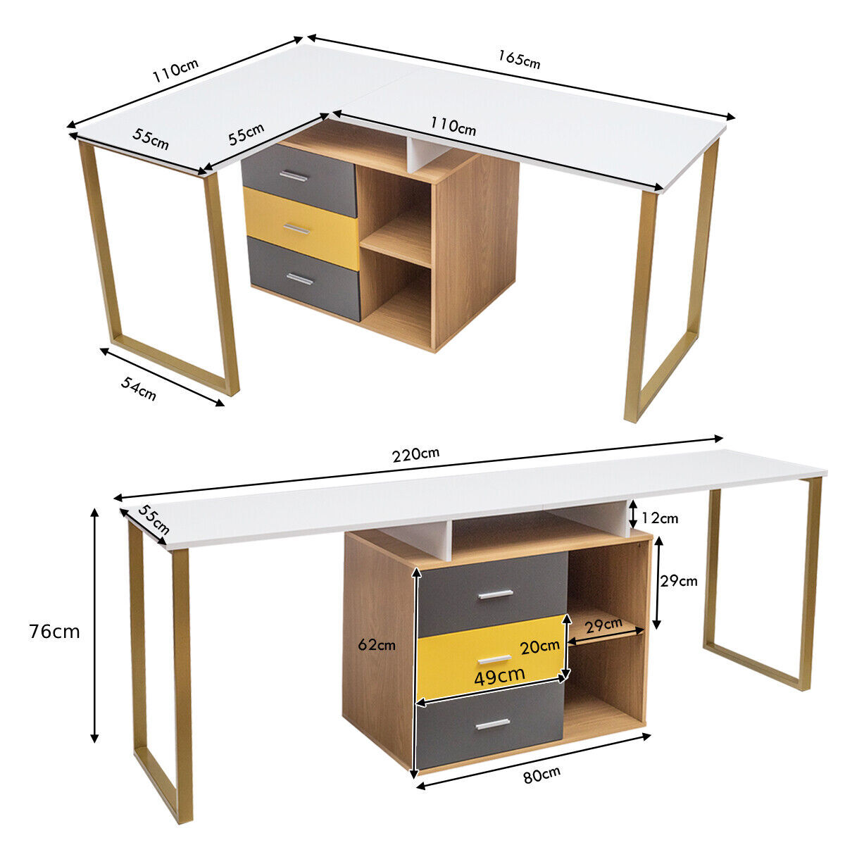 Preschool 2 Person Computer Desk Tribesigns 94.5" Two Person Desk With