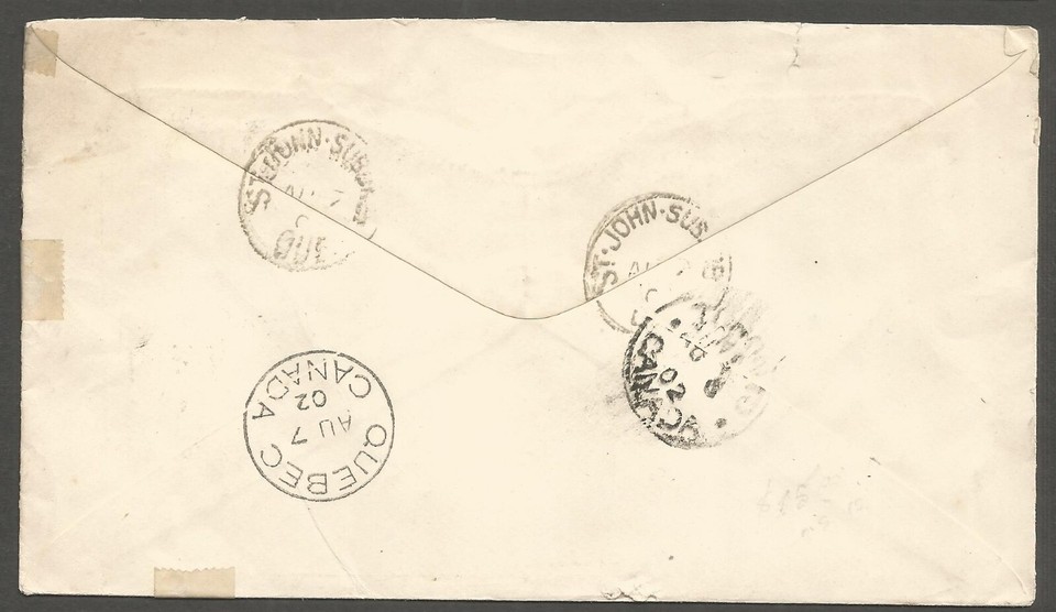 1902 St John Suburb Quebec to Toronto Ontario Registered Cover 7c ...
