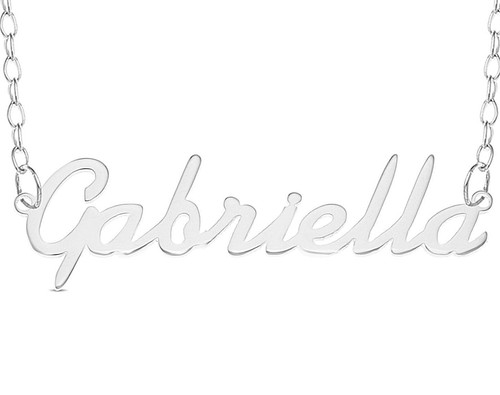 Gabriella Name Plate Necklace Pendent Sterling Silver female ...