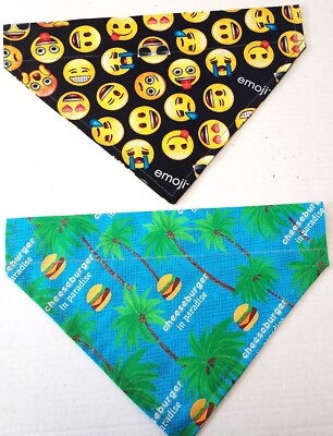 Dog Bandana Over the Collar Set of two Cheeseburger/ Emoji Pattern | eBay