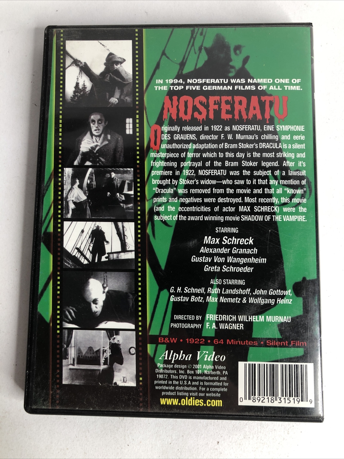 Nosferatu: A Symphony of Horror (1922) DVD Max Shreck F.W. Murnau ...