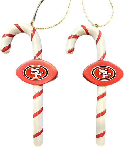 San Francisco 49ers Christmas Ornaments Pair of Candy Canes NFL ...