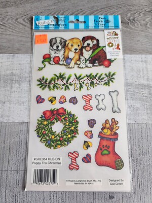 Royal Rub-Ons Transfers - Christmas Puppies Dogs Stocking RETIRED NEW ...