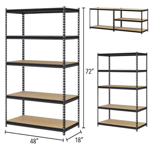 Heavy Duty Muscle Rack 5-Shelf Adjustable Steel Shelving Unit Rack 72"x ...