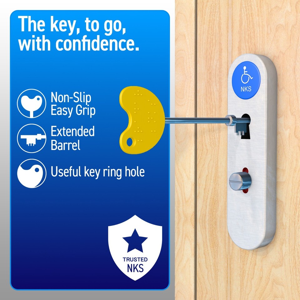 NKS RADAR KEY Disabled Toilet Bathroom Door Access Braille Easy Turn ...
