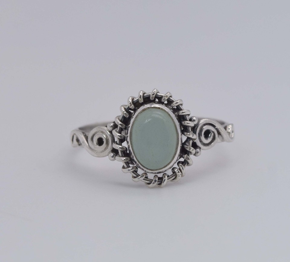925 Solid Sterling Silver Aqua Chalcedony Ring-9.5 US Y909 | eBay