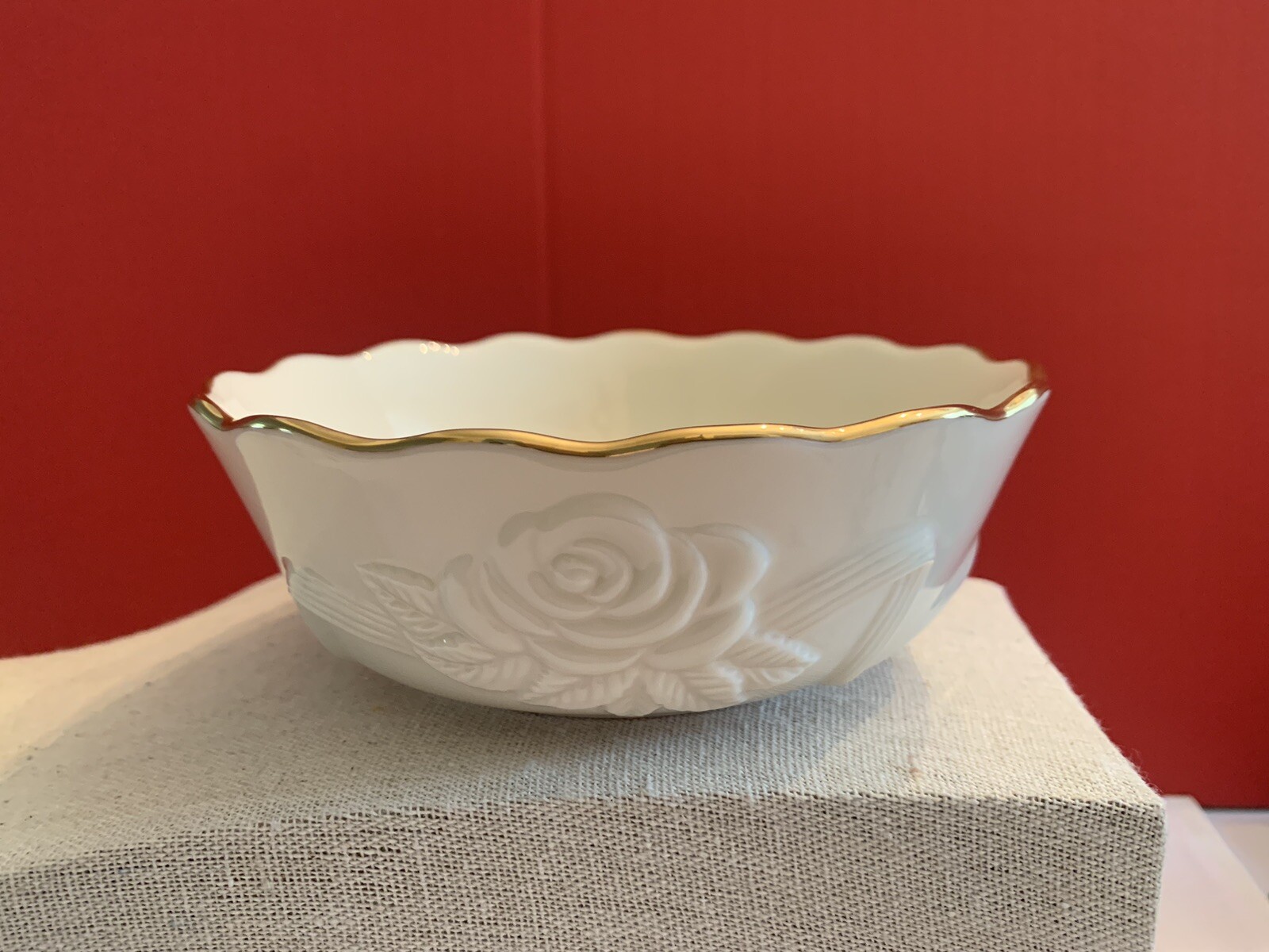 Lenox Small Rose Bowl Embossed Scalloped Gold Trim Bowel 5.5 “ | eBay