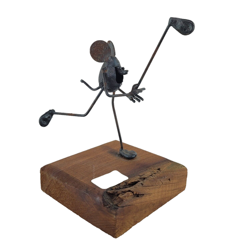 Vintage Mouse Mania Handcrafted Artist Welded Metal Golfing Mouse ...