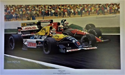 Nigel Mansell 77 x 48 cms limited edition F1 GP art print by Colin ...