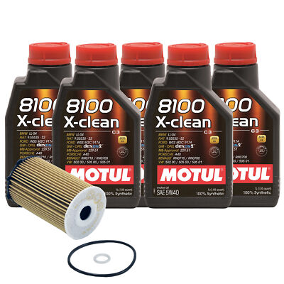5L Motul 8100 X-CLEAN 5W40 Wix Filter Motor Oil Change Kit API SN | eBay