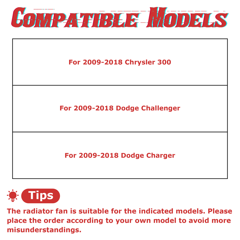 Radiator Cooling Fan Assembly For 2010-2018 Chrysler 300 Dodge Charger ...