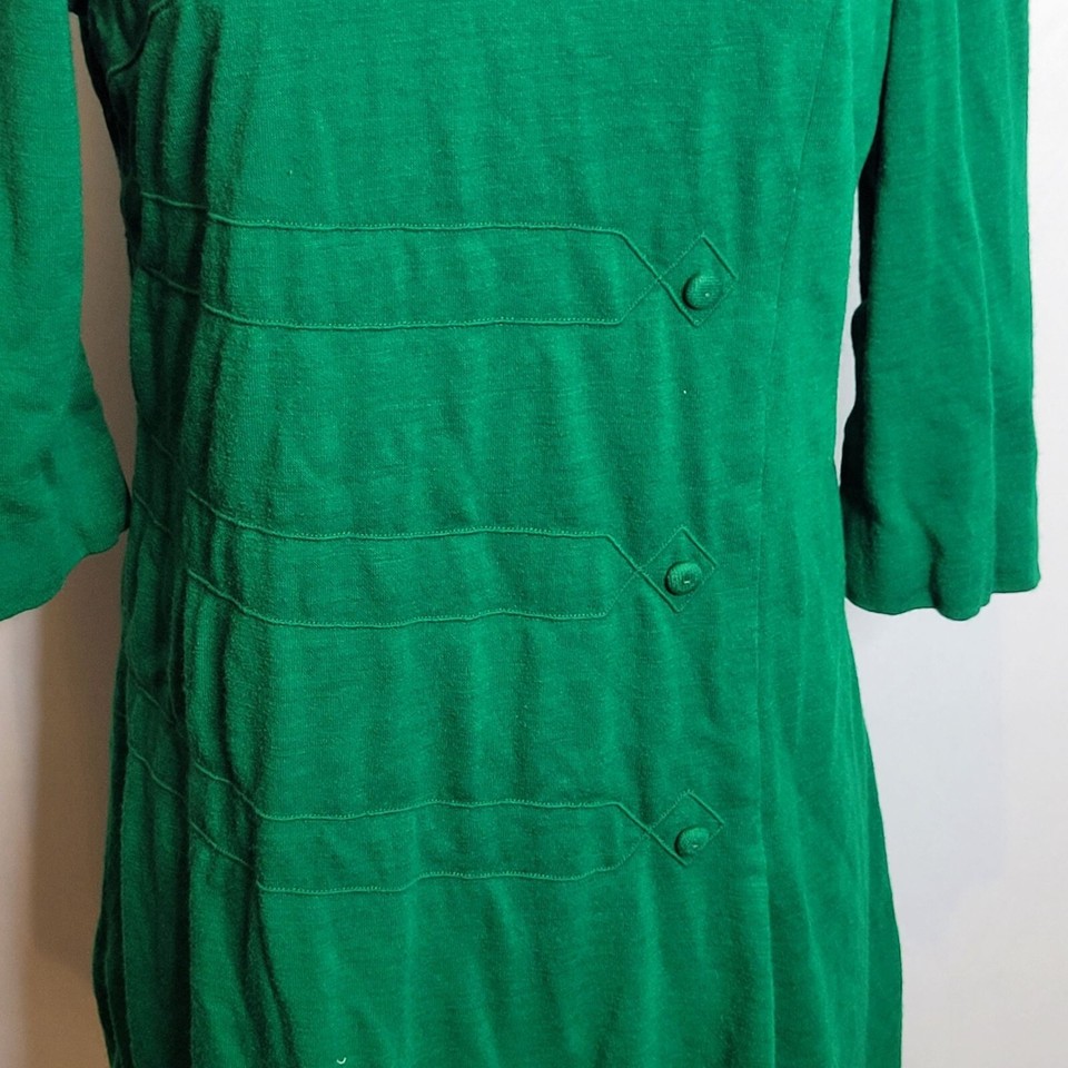 Vintage Dress Green Polyester Shortened Hem with Lace Hem Tape Zip Back ...