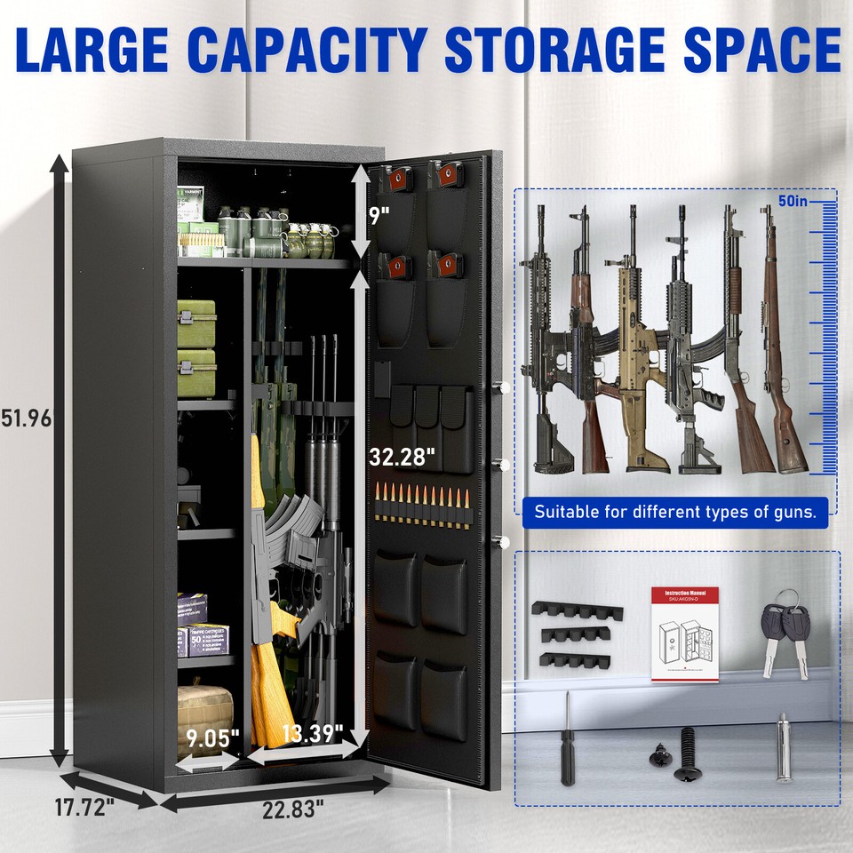 15-20 Unassembled Gun Safe, Large Rifle Safe with Adjustable Shelf ...