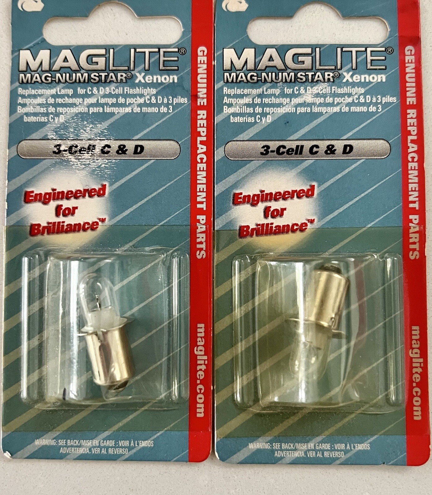 x2 OEM MAGLITE LMSA301 Replacement Lamp 3-Cell C&D Flashlight (Magnum ...