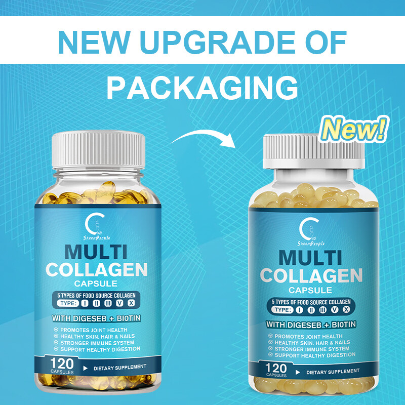 Multi Collagen Peptides-120 Capsules-Type I,II,III,V,X Anti-Aging ...