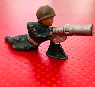 Vintage Toy Lead Soldier Machine Gunner | eBay