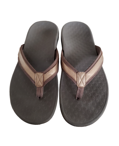 VIONIC Tide II Bronze Metallic Slide Thong Toe Post Flip Flop Sandals ...