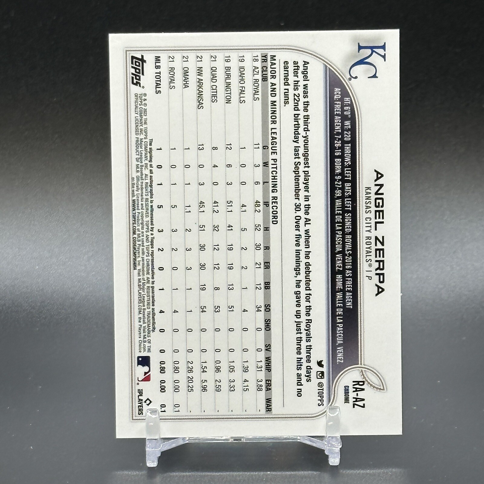 2022 Topps Chrome Angel Zerpa Autograph Rookie Auto RC #RA-AZ Royals | eBay