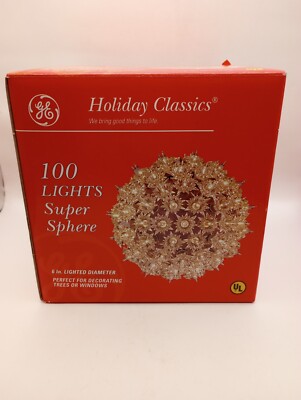 Christmas Lights Super Sphere 100 Lights 6" Diameter GE In/Outdoor ...