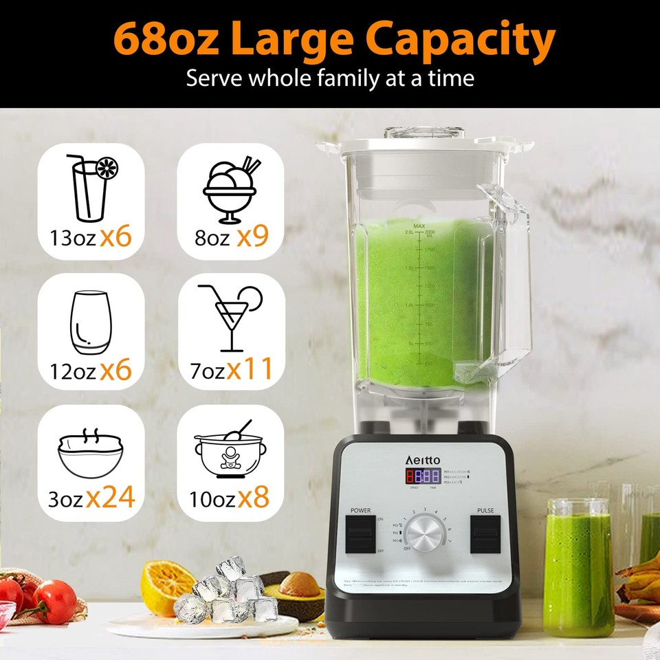 Blender with 1500-Watt Motor, 68 Oz Large Capacity Blenders for Kitchen ...