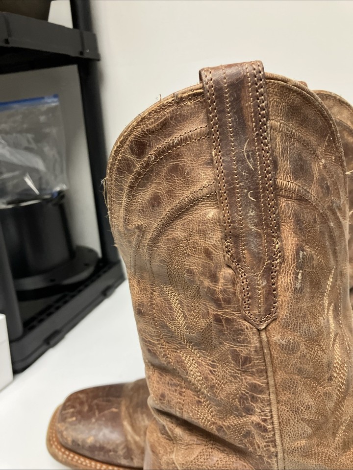 TECOVAS COWBOY SQUARE TOE BROWN BOOTS Western Men's Size 10 D | eBay
