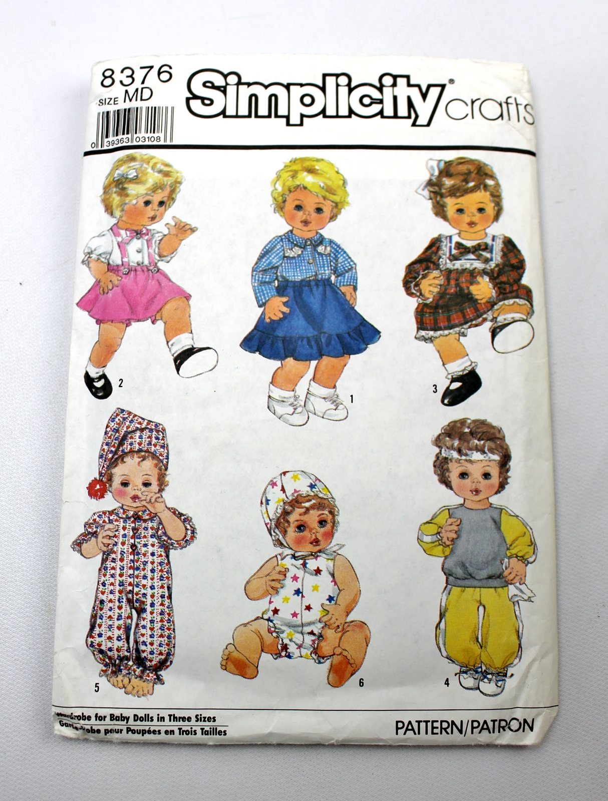 Vtg Simplicity 8376 Pattern Wardrobe for Baby Dolls Sized 13-14" 15-16 ...