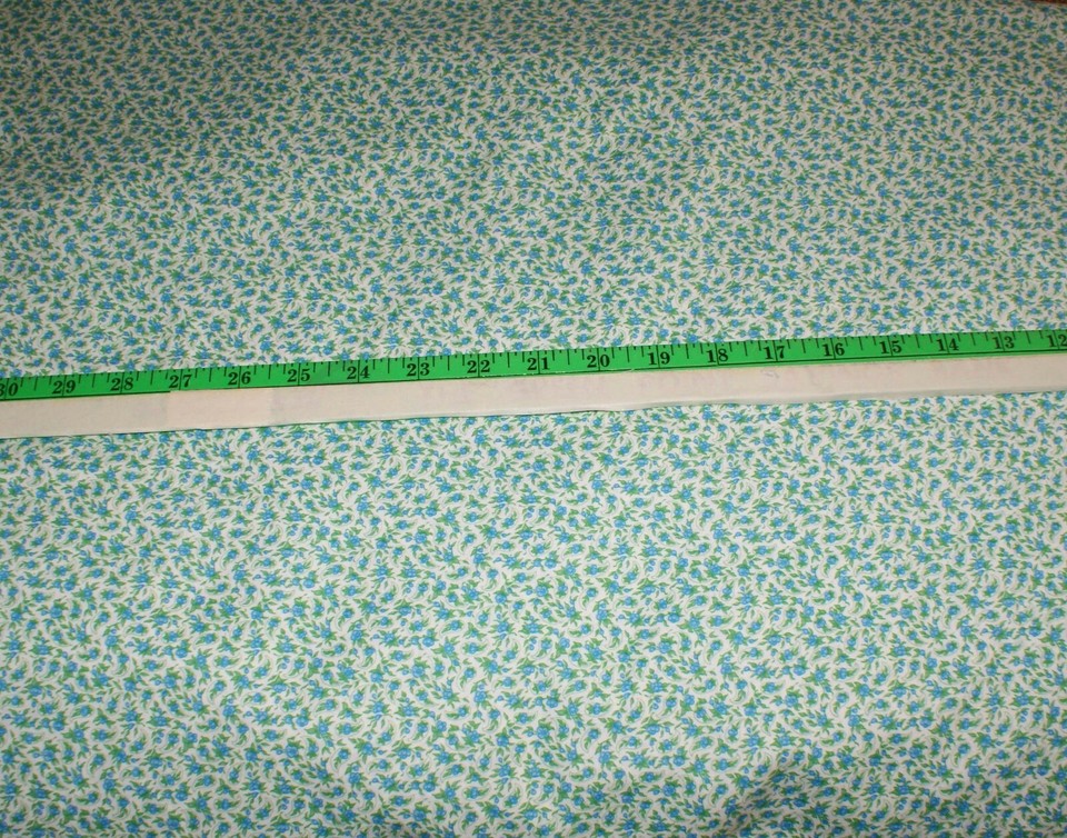 Small Print White & Blue Green Flower Fabric Cotton Sewing Quilting 42 ...