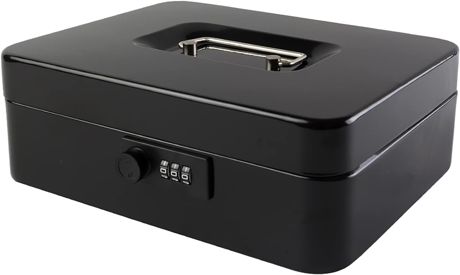 Large Cash Box with Combination Lock Safe Metal Money Box with Money ...