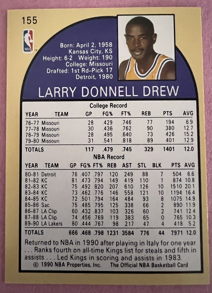 1990 NBA Hoops Larry Drew #155 | eBay
