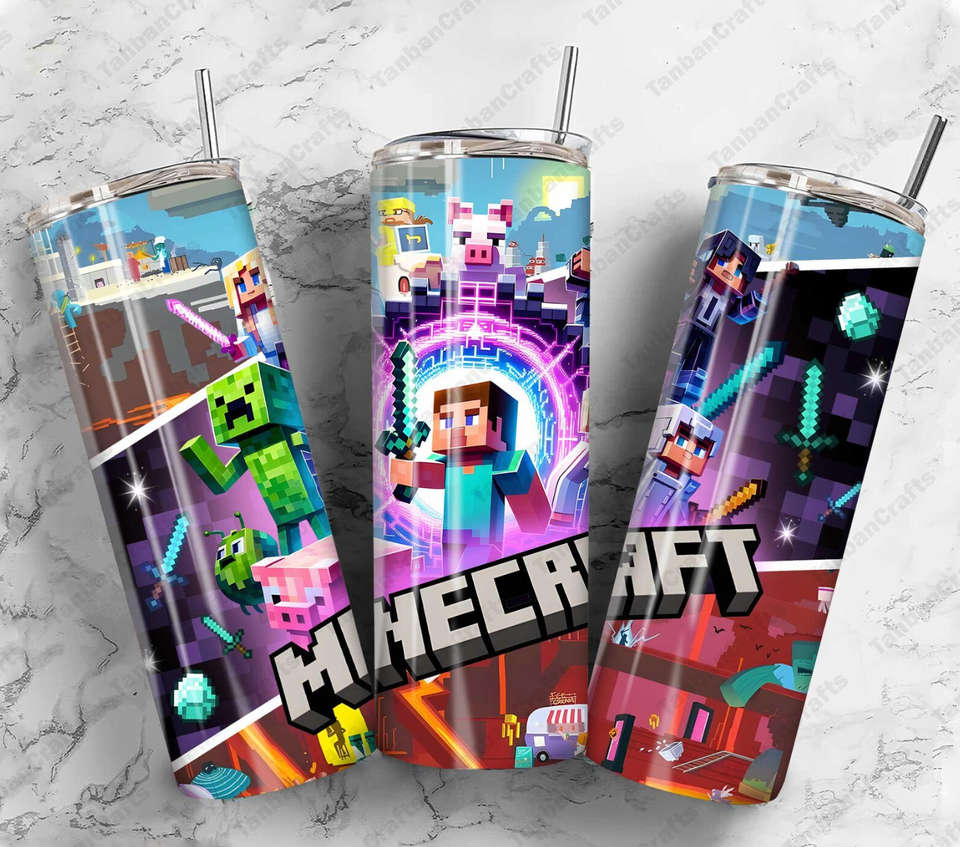Minecraft Tumbler Video Game Design 20oz - Kids Birthday Gift | eBay