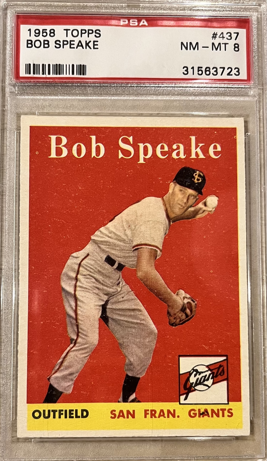 1958 Topps Bob Speake #437 PSA 8 San Francisco Giants | eBay