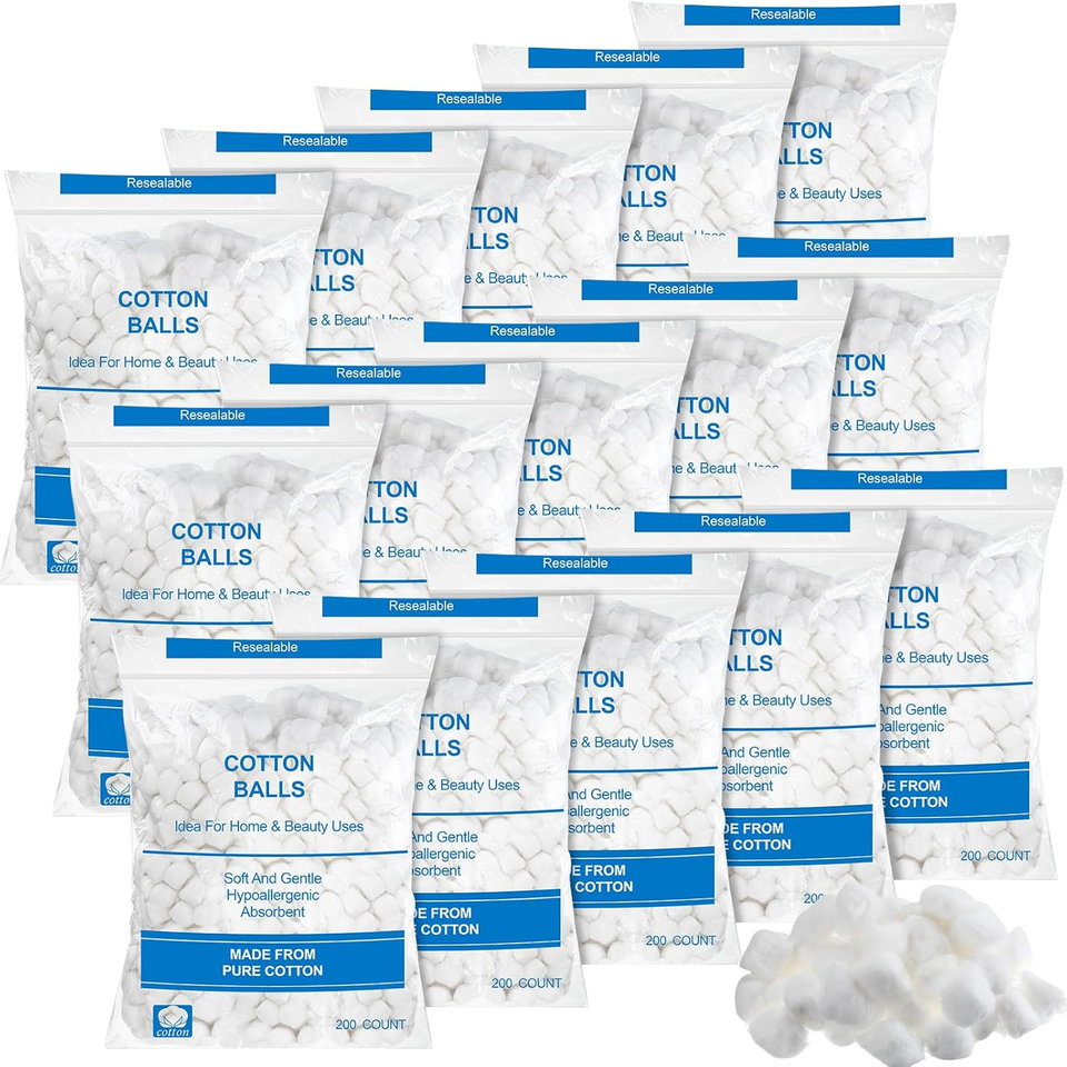 3000 Pcs Soft Cotton Ball Bulk Organic Medium Cotton Ball for Absorbent ...