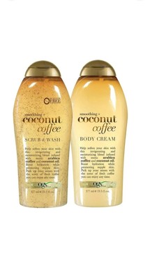OGX Coconut Coffee Scrub and Wash Body Wash and Body Cream Exfoliat19 ...