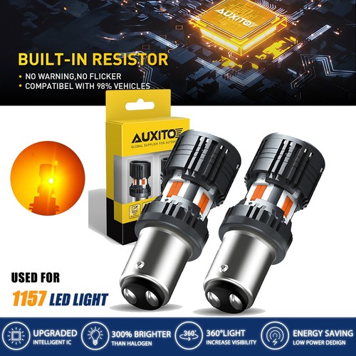2* AUXITO LED 1157 1157NA 2357 2057 1016 AMBER 3000K LED TURN SIGNAL ...
