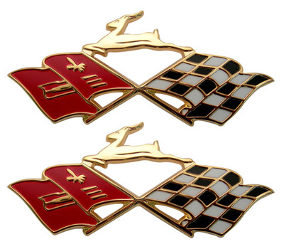 1959 59 Chevy Impala Rear Quarter Emblem X Flag Pair Gold | eBay