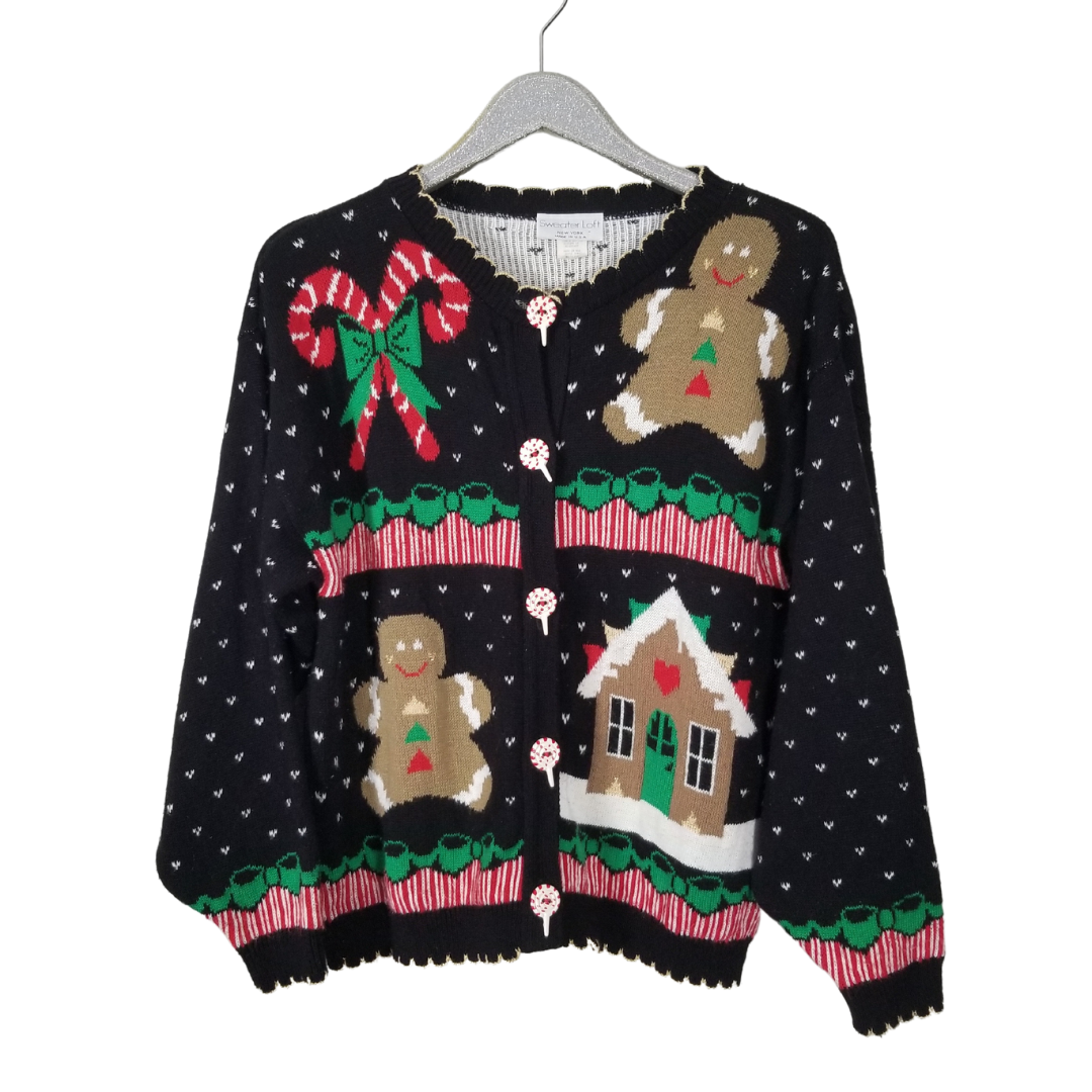 Sweater Loft Gingerbread Man Button Up Knit Cardigan | eBay