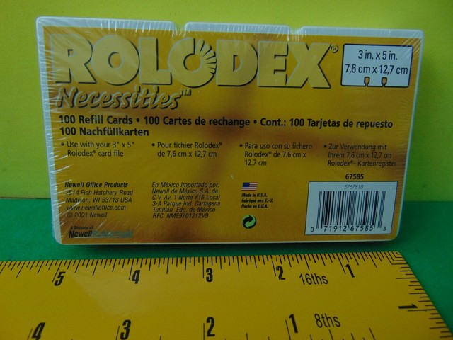 100 Genuine Rolodex Rotary Refill Cards 3 X 5 Inch White Blank 3x5 C35 ...