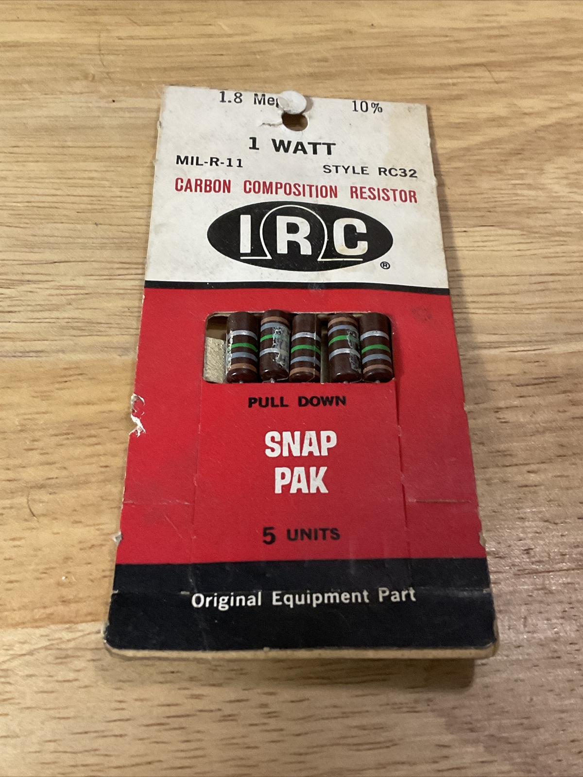 Vintage NOS IRC 1.8 Meg Resistor 1W Watt 10% Carbon Comp Mil-R-11 Style ...