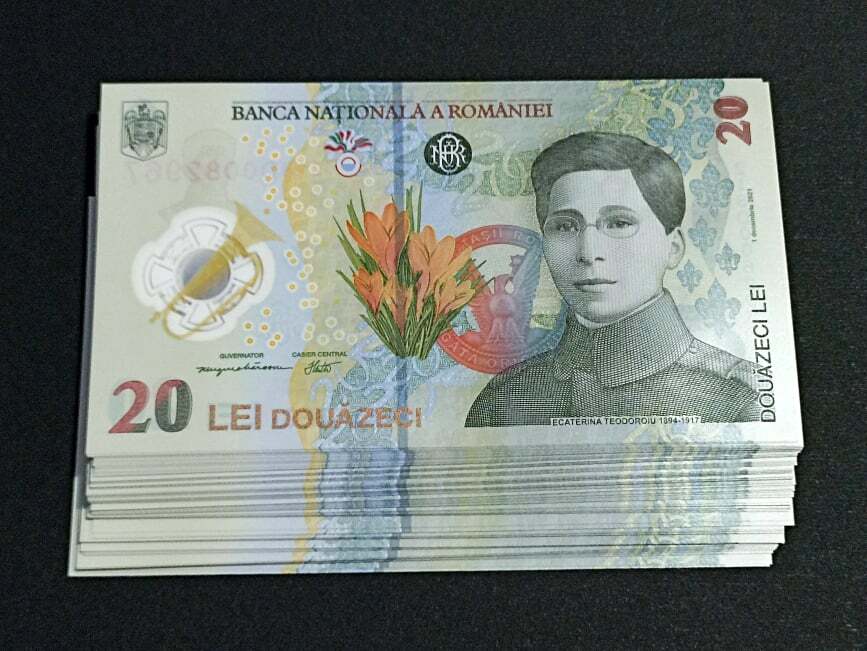 ROMANIA 20 Lei 2021 Bundle 100 pieces New polymer banknote Ecaterina ...