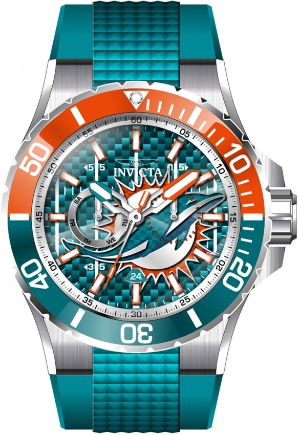Invicta Men's NFL Miami Dolphins 50mm Light Green Dial Quartz Band ...