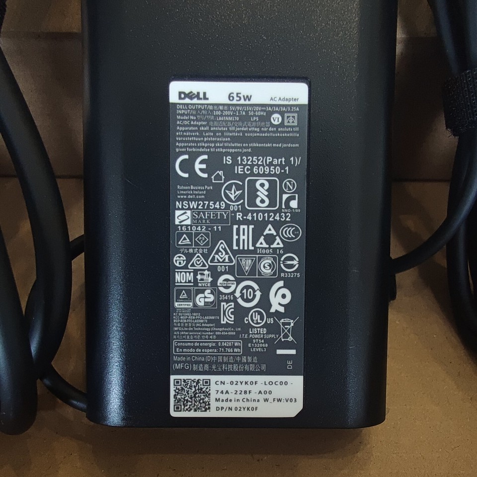 Genuin OEM 65W USB C Adapter Charger For Dell 0GJJYR LA65NM170 2WDR5 ...