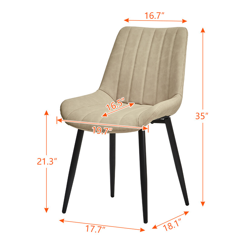 2 Pcs Faux Leather PU Padded Dining Chairs Kitchen Dining Room Chair ...