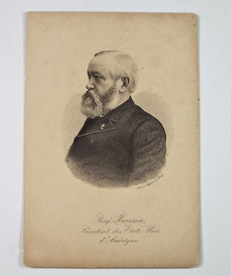 1890 Benjamin Harrison Portrait Engraving by A August Weger - Germany ...
