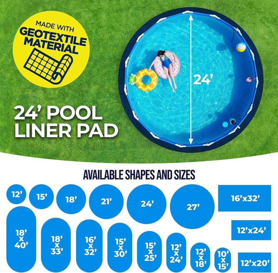 24-Foot Pool Liner Pad for Above Ground Pools-Under Padding, Above ...