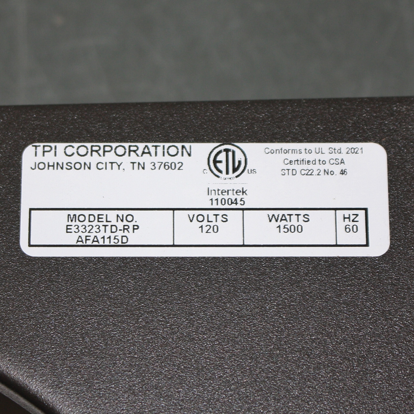 TPI Markel Recessed Electric Heater E3323TD-RP, 120V AC, 1500W, Wall ...