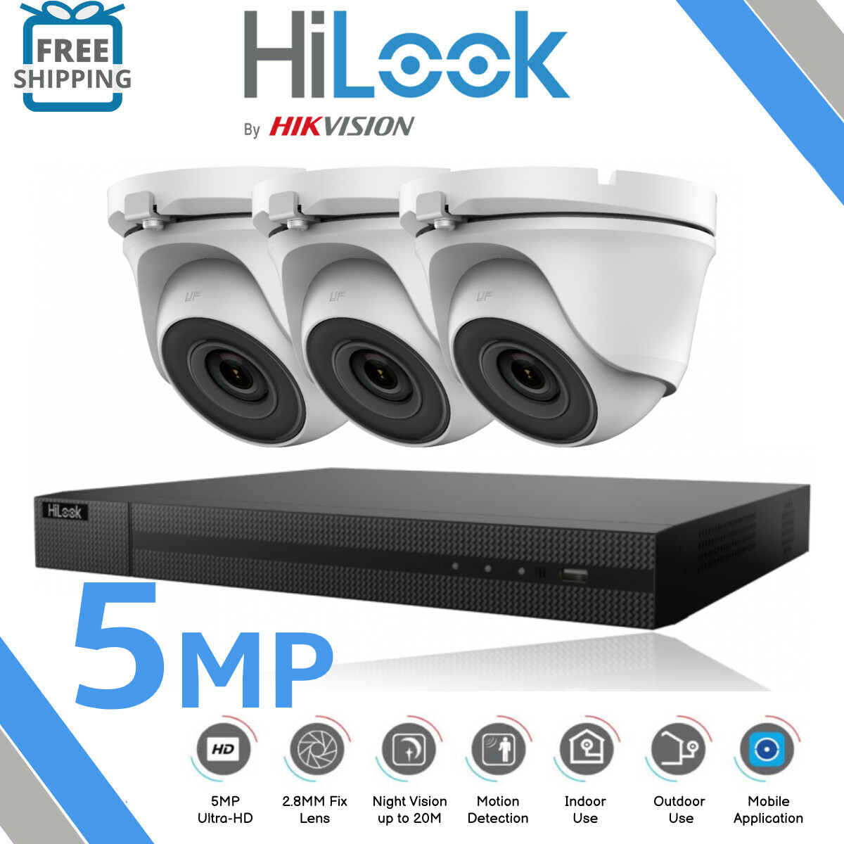 HIKVISION HILOOK 5MP CCTV HD NIGHT VISION OUTDOOR DVR HOME SECURITY ...