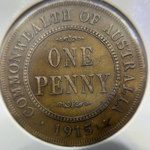 1915 Penny Coin - almost Very Fine - George V Predecimal Australian ...